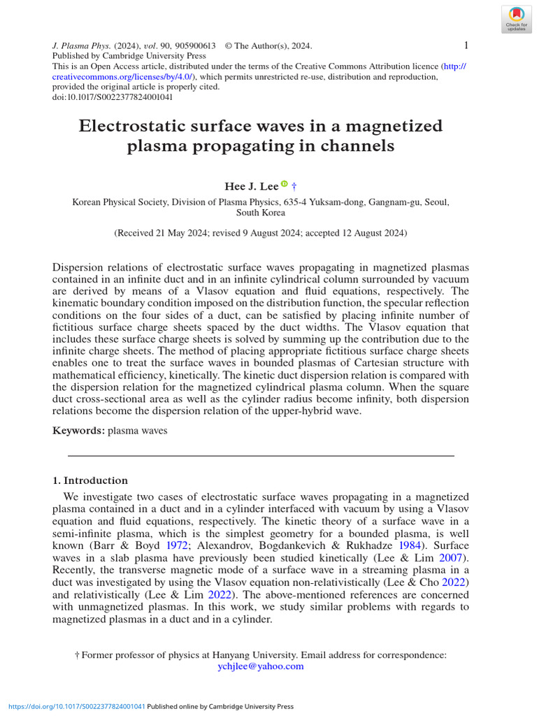 Electrostatic Surface Waves in A Magnetized Plasma Propagating in ...