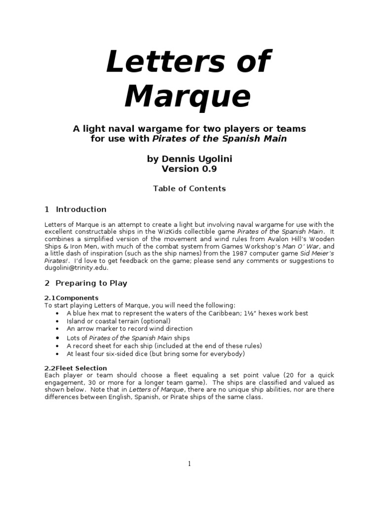 Letters of Marque | PDF | Ships | Dice
