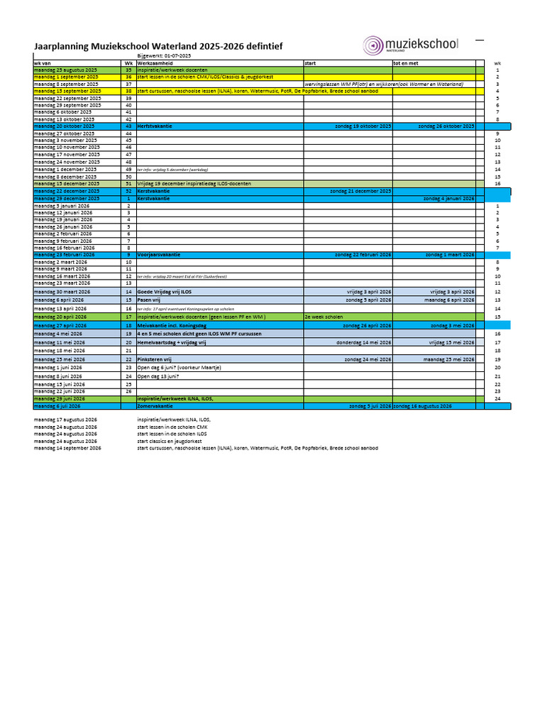 Jaarplanning MSW 2025-2026 | PDF