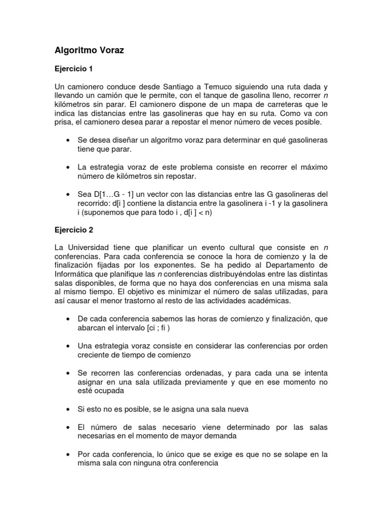 Ejercicios - Algoritmo Voraz | PDF