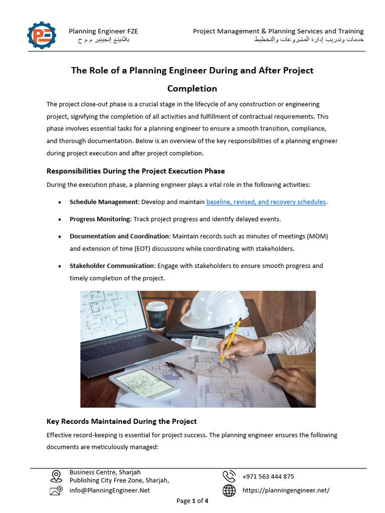 The Role of A Planning Engineer and After Project Completion | PDF | Project Management | Evaluation