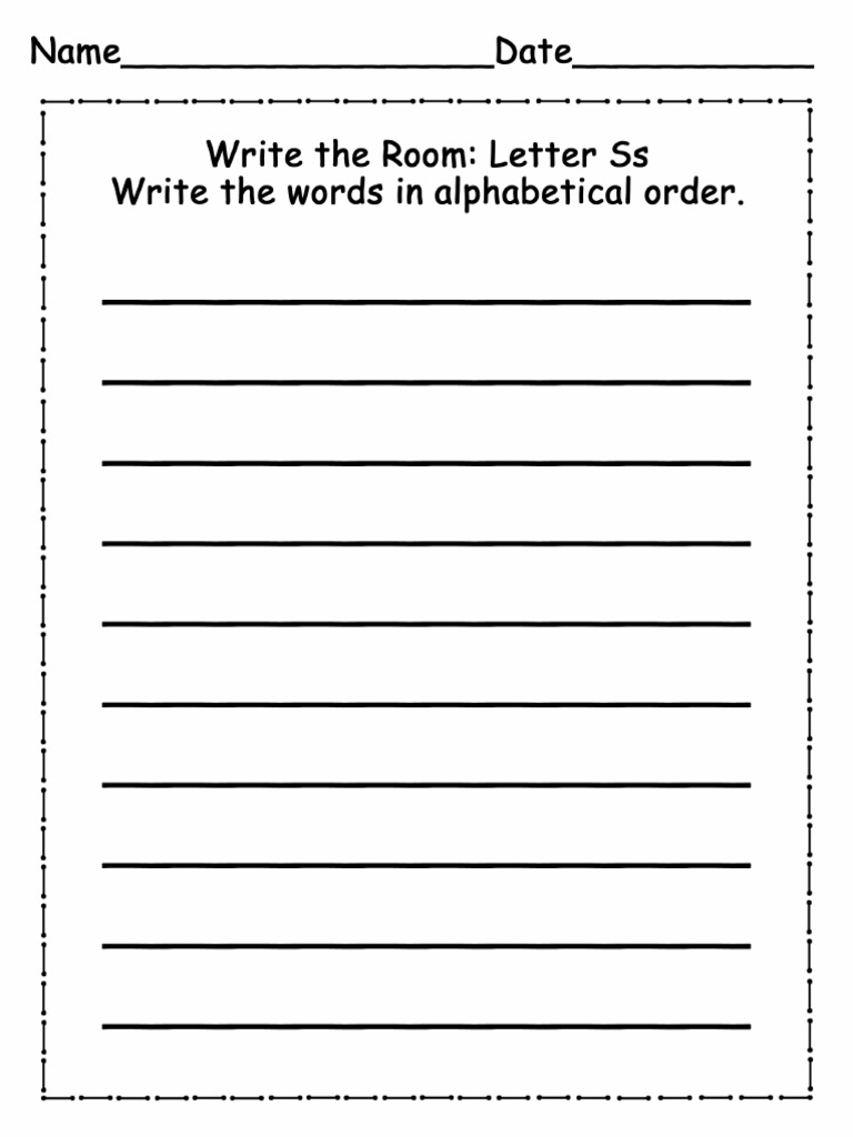 Letter S Write The Room - Recording Sheet - Alphabetical Order | PDF
