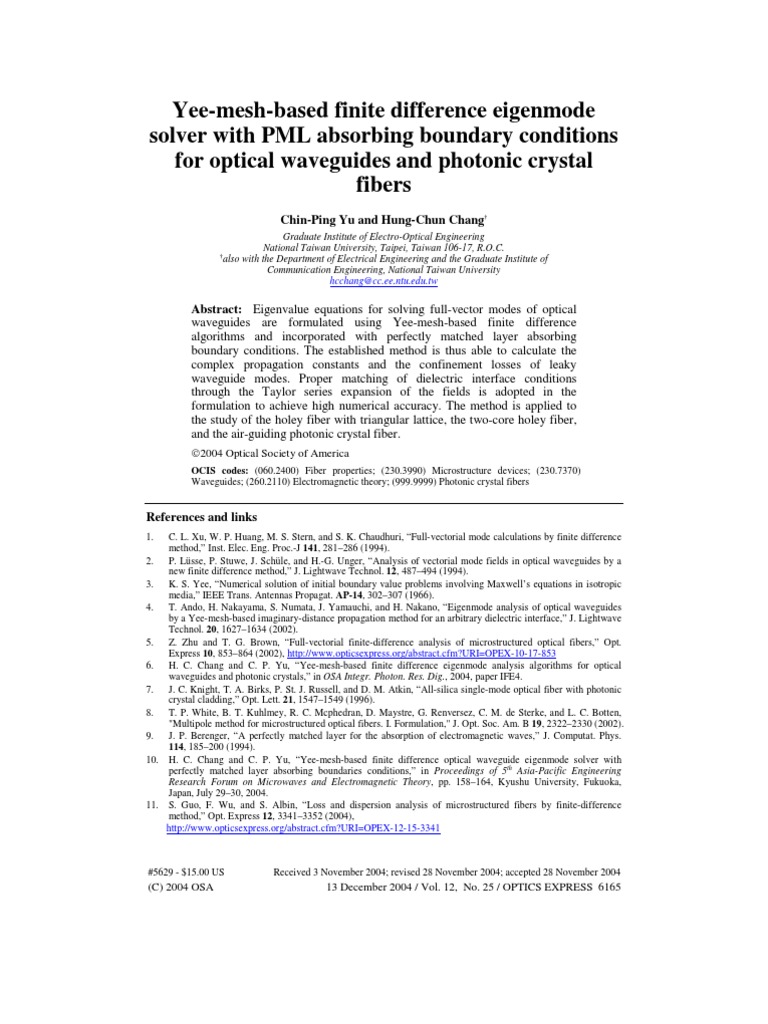 Yee Grid Eigenmodes | PDF | Waveguide | Optical Fiber