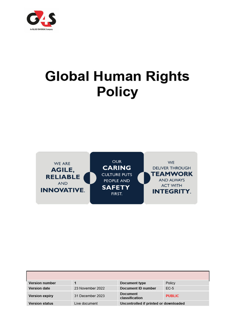 G4S Global Human Rights Policy Document | PDF | Human Rights | Due ...