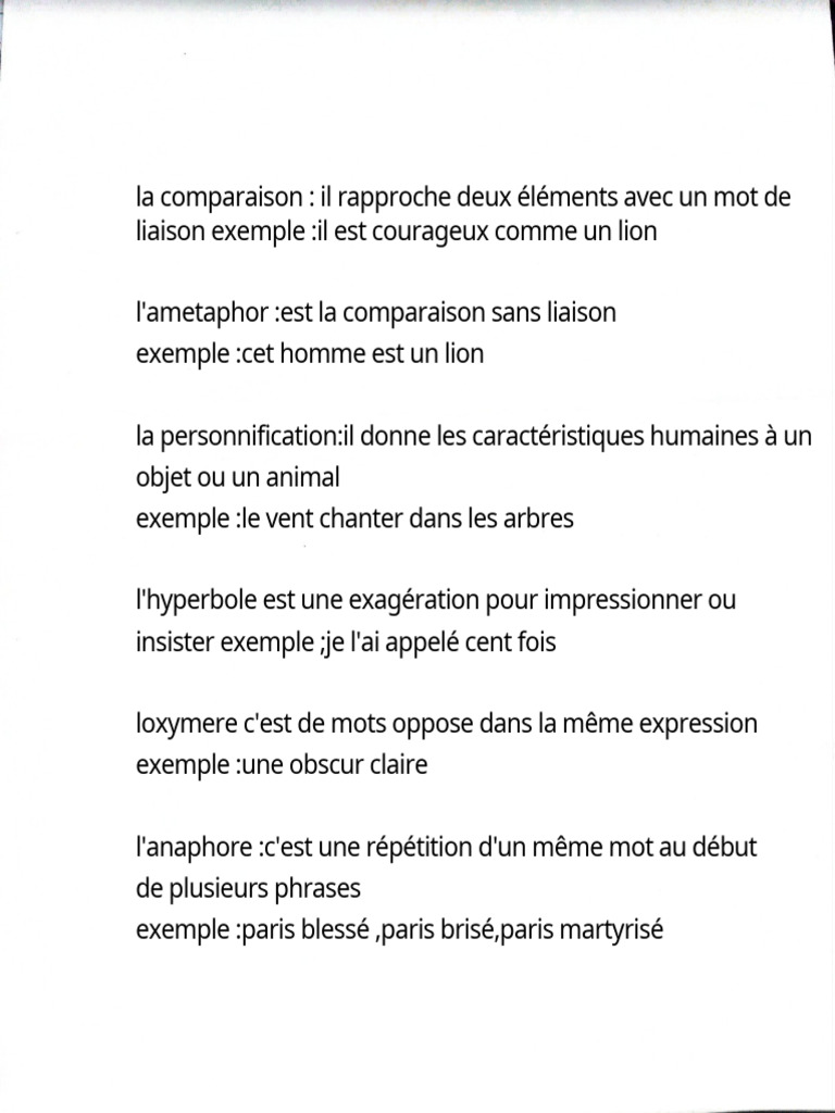 Figures de style : définitions et exemples | PDF
