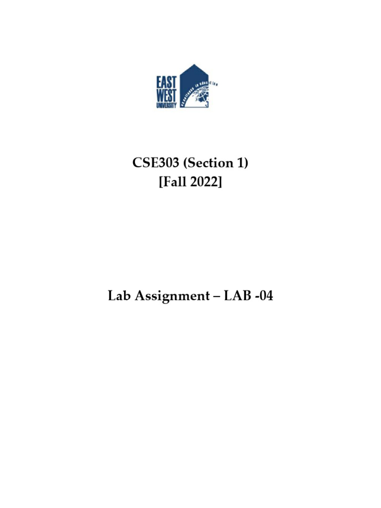 Lab Assignment Submission Format CSE303 Lab 4 | PDF