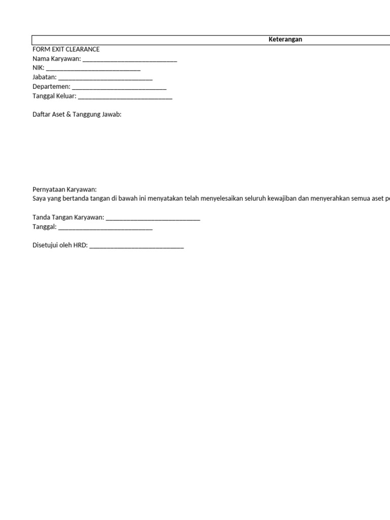 Formulir Exit Clearance Karyawan | PDF