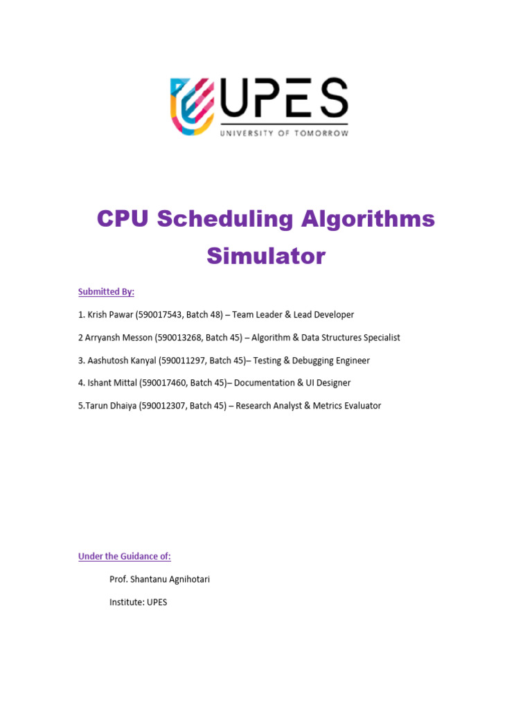 CPU Scheduling Algorithms Simulator (Updated) | PDF | Scheduling ...
