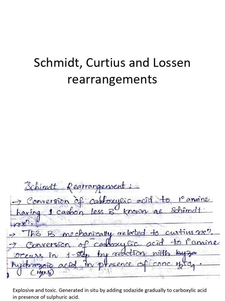 Schmidt, Curtius and Lossen Rearrangements | PDF