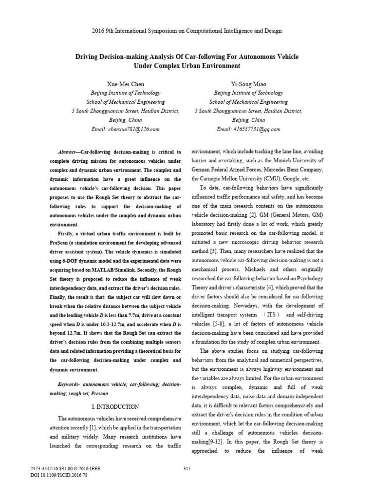 Driving Decision-Making Analysis of Car-Following For Autonomous ...