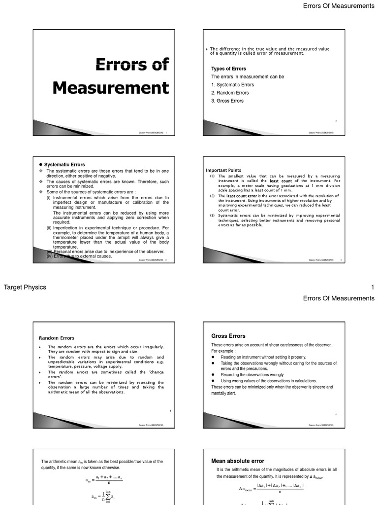 Errors of Measurement (Compatibility Mode) | PDF | Observational Error | Error