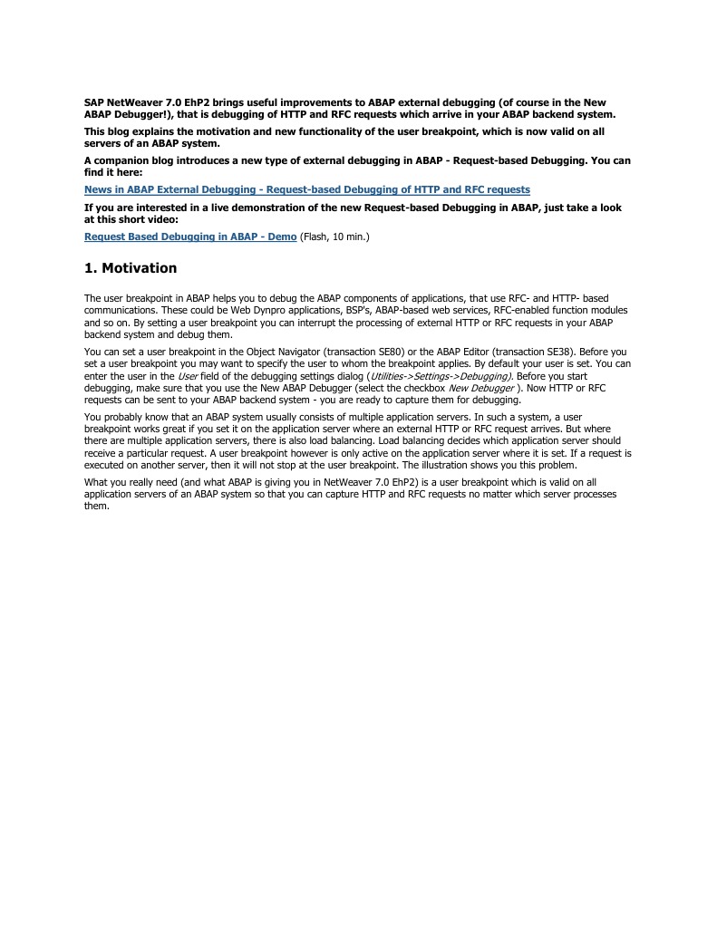 ABAP Debugging Enhancements | PDF | Hypertext Transfer Protocol | Load Balancing (Computing)