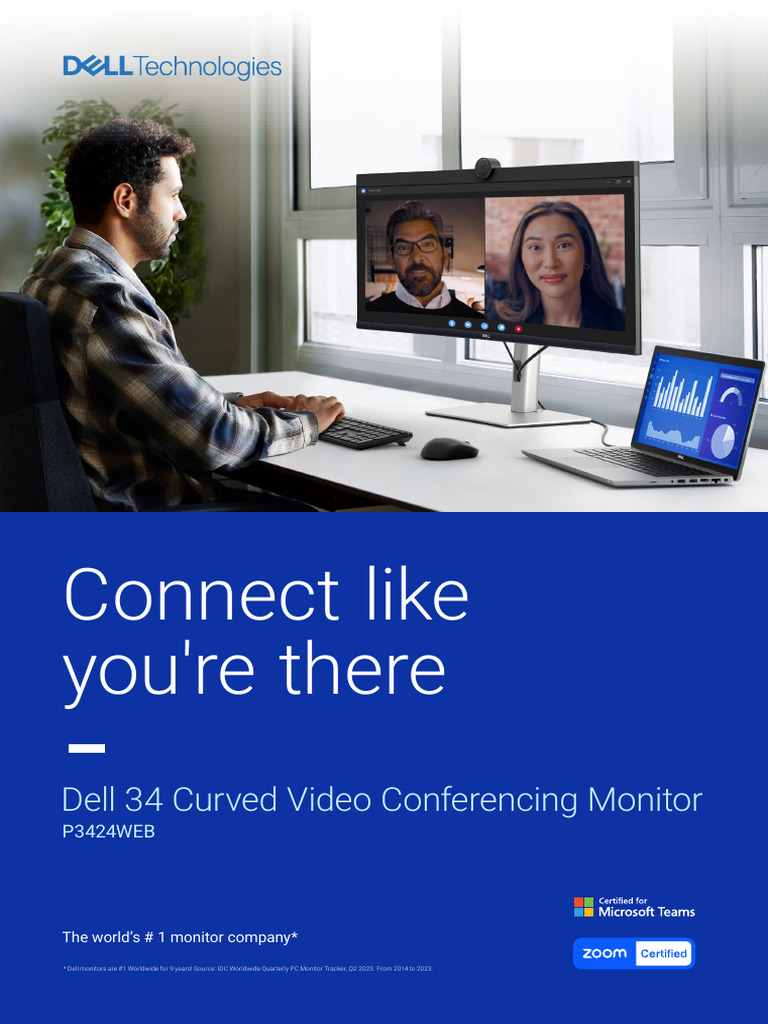 Dell 34" Curved Video Conferencing Monitor | PDF | Hdmi | Computer Monitor