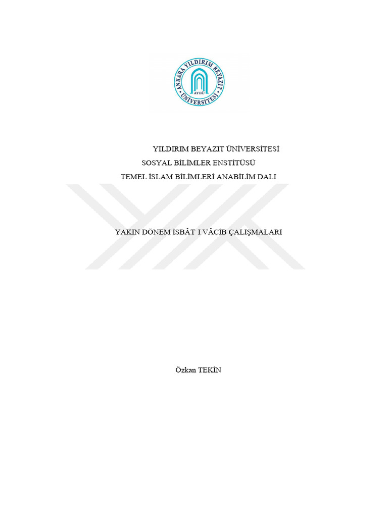 Yakın Dönem Ispatı Vacip Çalışmaları | PDF