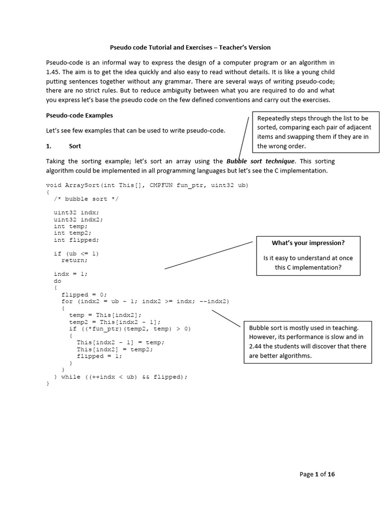 Pseudocode Des Algorithm | PDF | Array Data Structure | Parameter ...