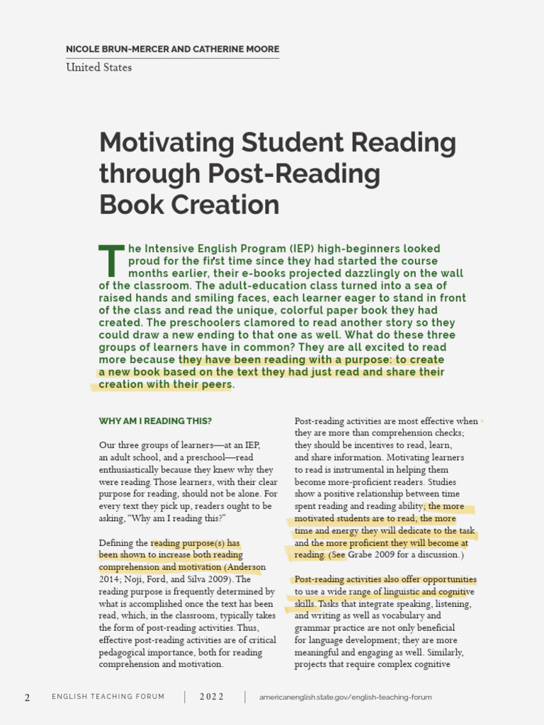Boosting Reading Motivation with Book Creation | PDF | Metacognition ...