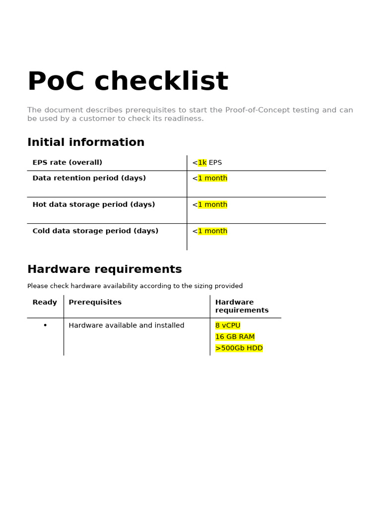 PoC Testing Readiness Checklist | PDF | Port (Computer Networking ...