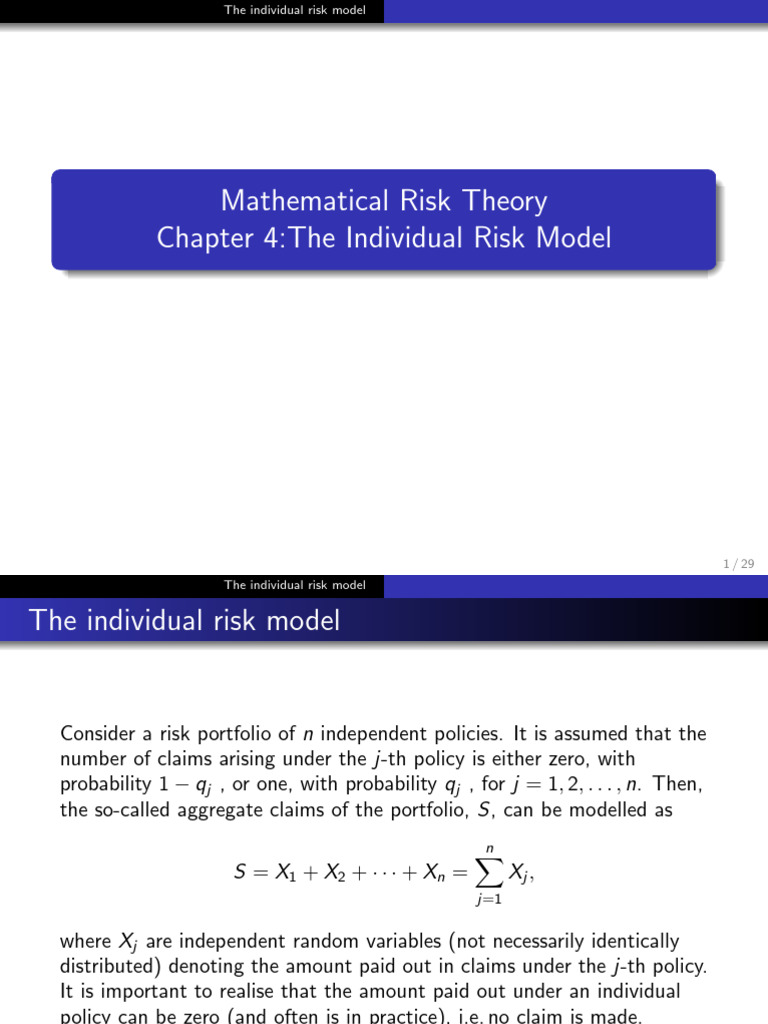 Understanding the Individual Risk Model | PDF | Insurance | Risk