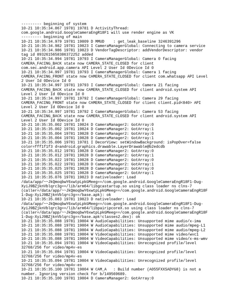 Camera State Changes Log | PDF | Computing | Software