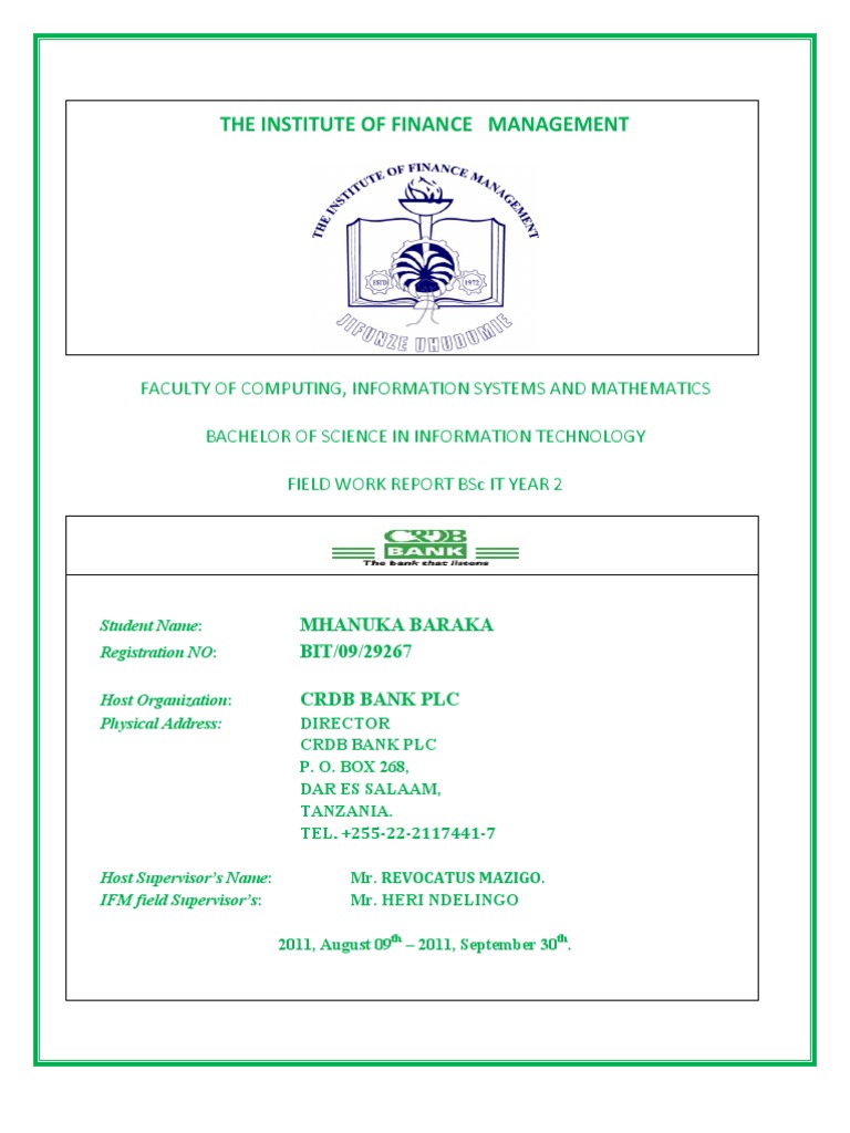 CRDB Bank Field Report: BSc IT 2011 | PDF | Booting | Installation ...