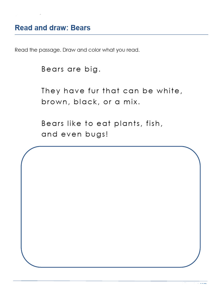 Kindergarten Bears Reading Activity | PDF