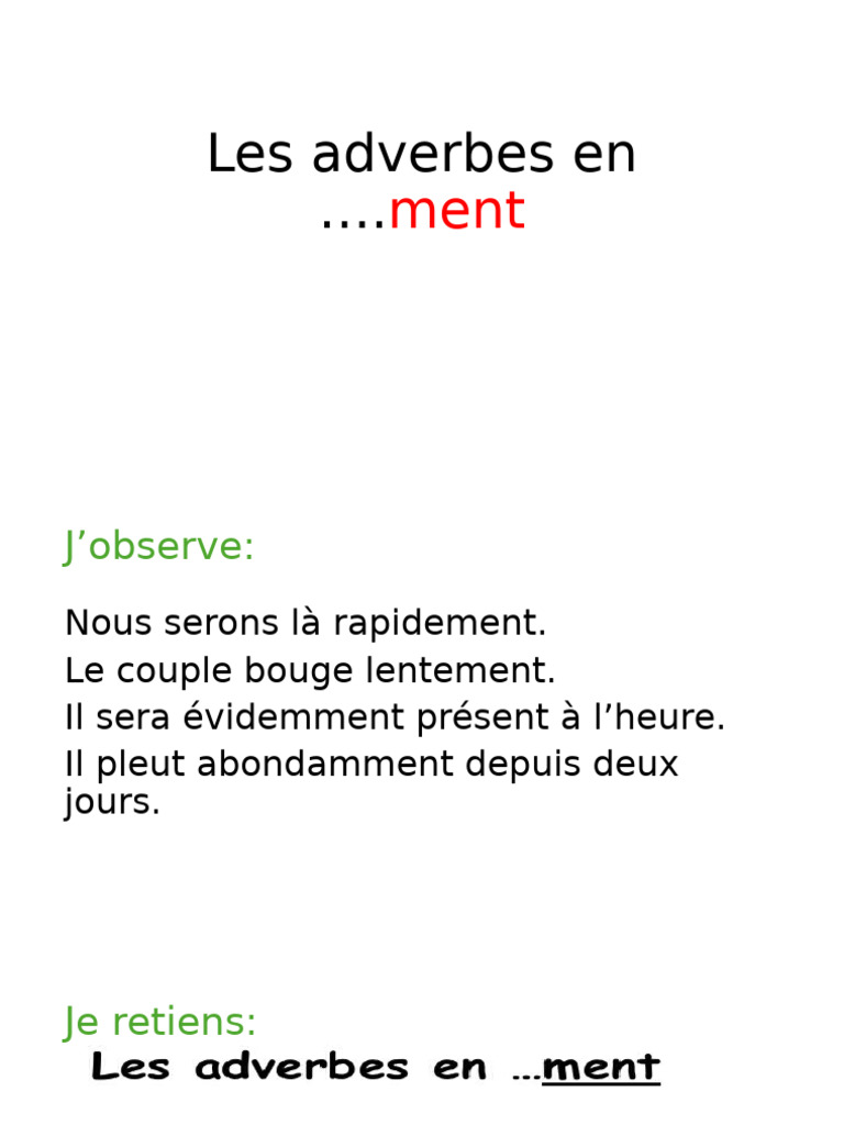Les Adverbes en Ment | PDF