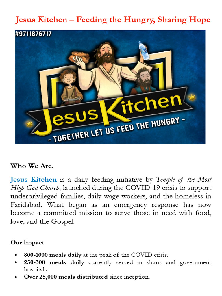Jesus Kitchen: Feeding the Hungry in Faridabad | PDF