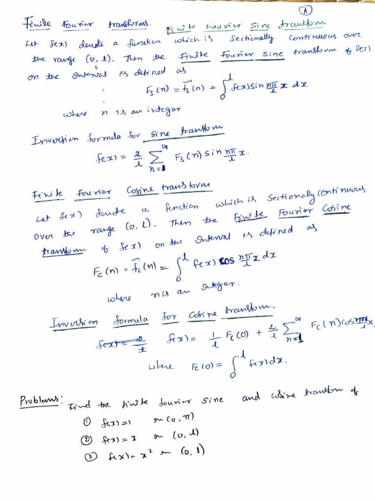 Fourier Transform..Finite Sine and Cosine FT-5 | PDF | Complex Analysis ...