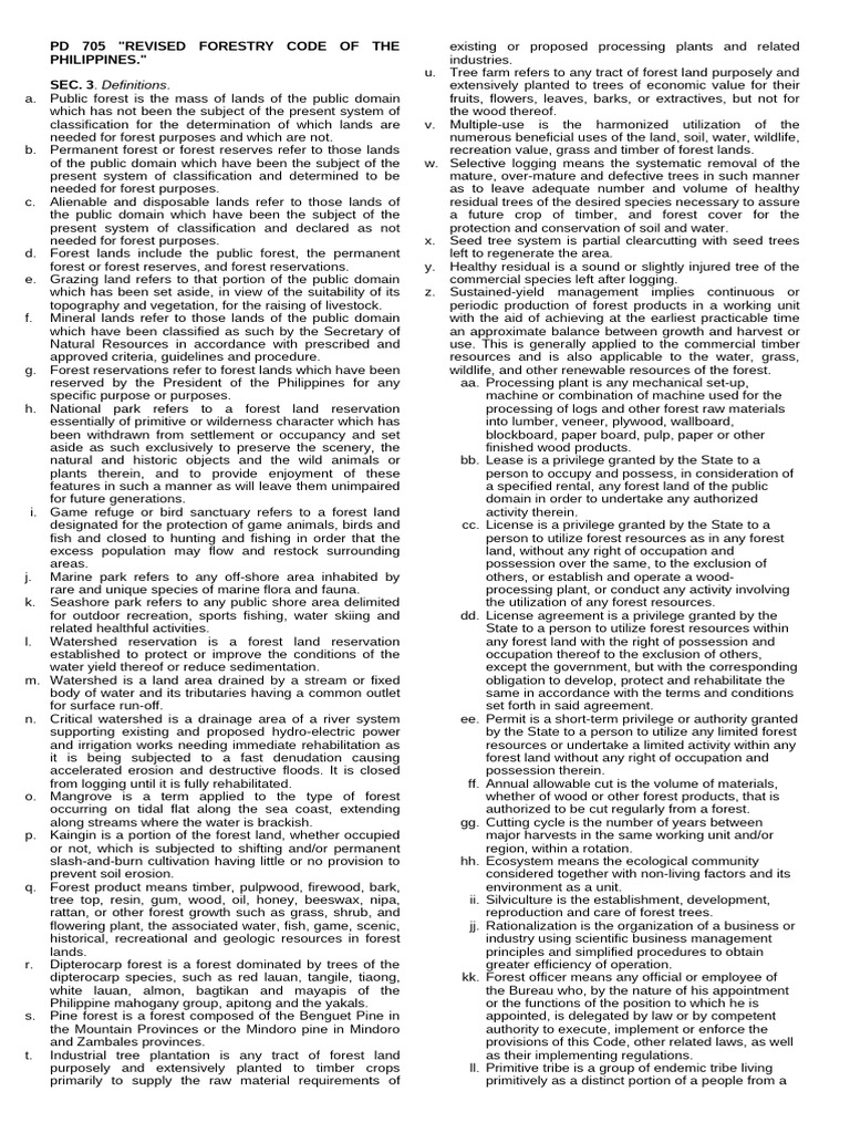 PD 705 | PDF | Forests | Logging