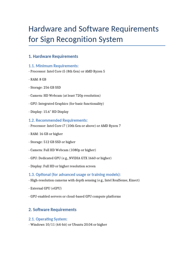 Sign Recognition Requirements | PDF