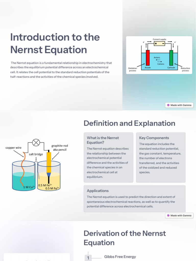 Introduction To The Nernst Equation | PDF | Electrochemistry | Chemical Equilibrium