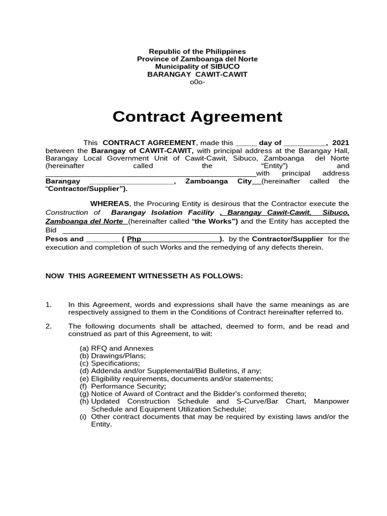 Cawit-Cawit Contract Agreement | PDF | Common Law | Private Law
