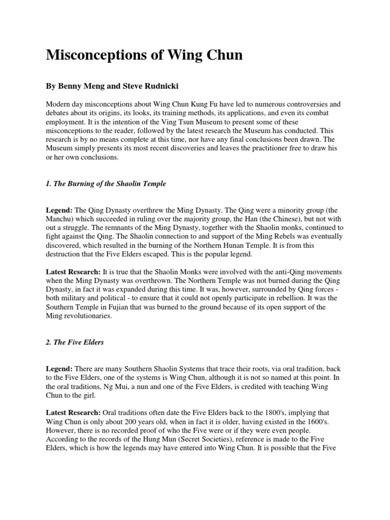 Misconceptions of Wing Chun Kung Fu - Benny Meng and Steve Rudnicki ...