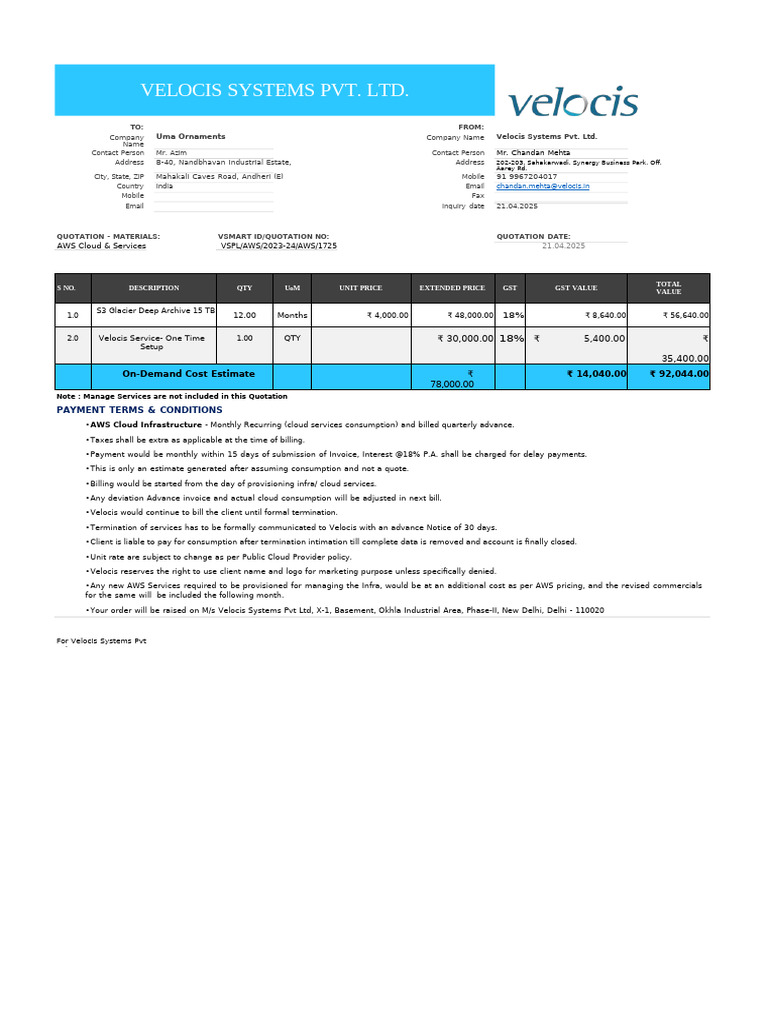 AWS S3 storage_Price Estimate_BOQ V1.0 (1) | PDF | Cloud Computing ...