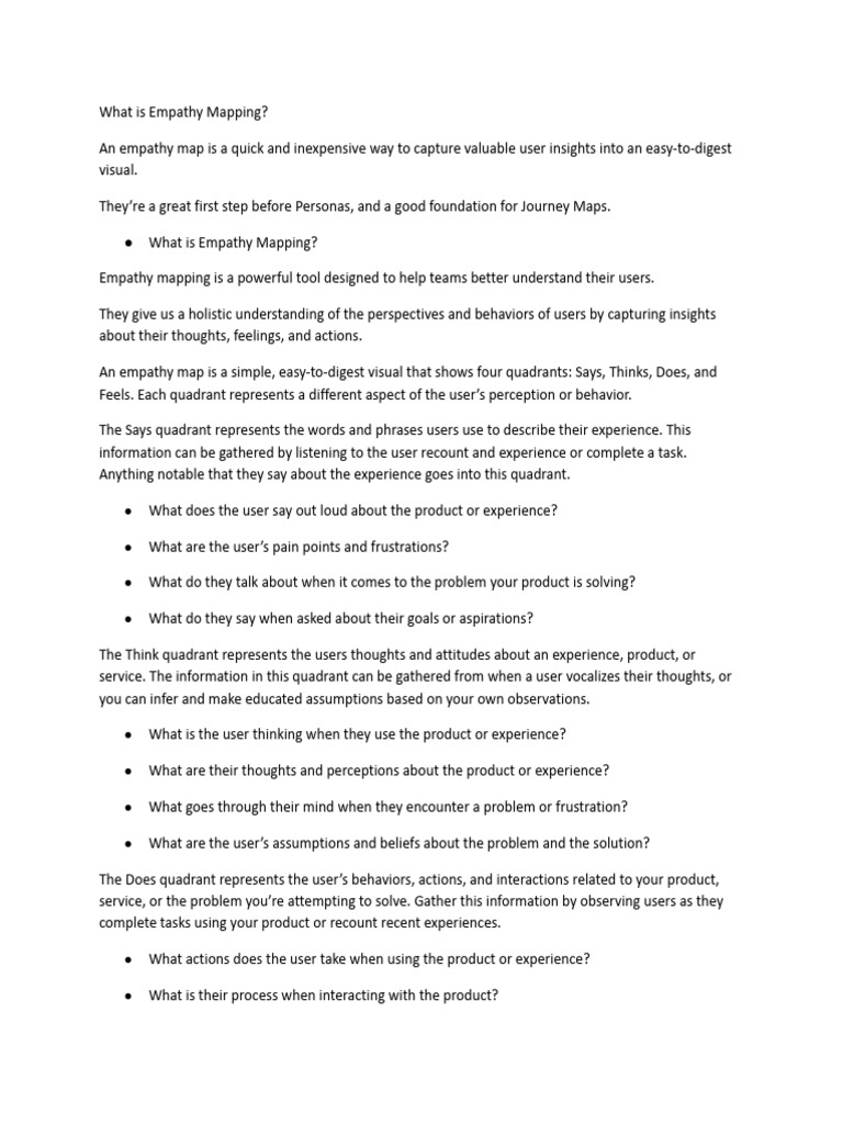Understanding Empathy Mapping Basics | PDF | Empathy | Thought