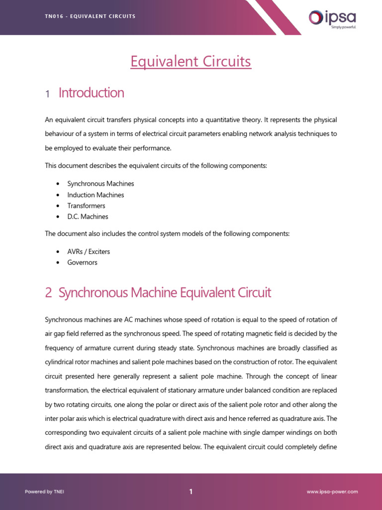 Equivalent Circuits of Electrical Machines | PDF | Transformer ...