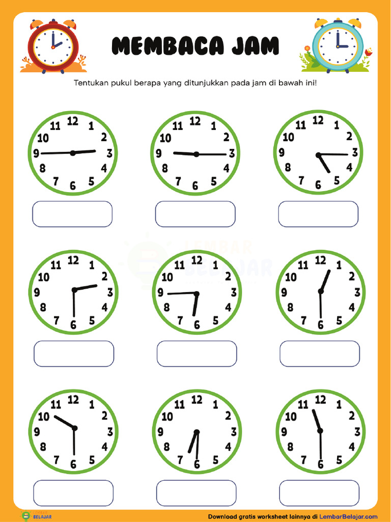 Lembar Belajar Membaca Jam 2 | PDF