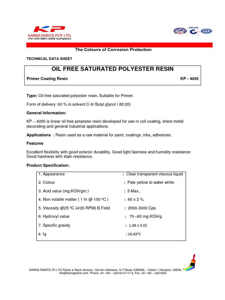 KP-4055 Primer Coating Resin Guide | PDF | Paint | Chemical Substances