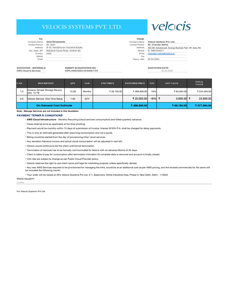 AWS S3 storage_Price Estimate_BOQ V1.0 | PDF | Amazon Web Services ...