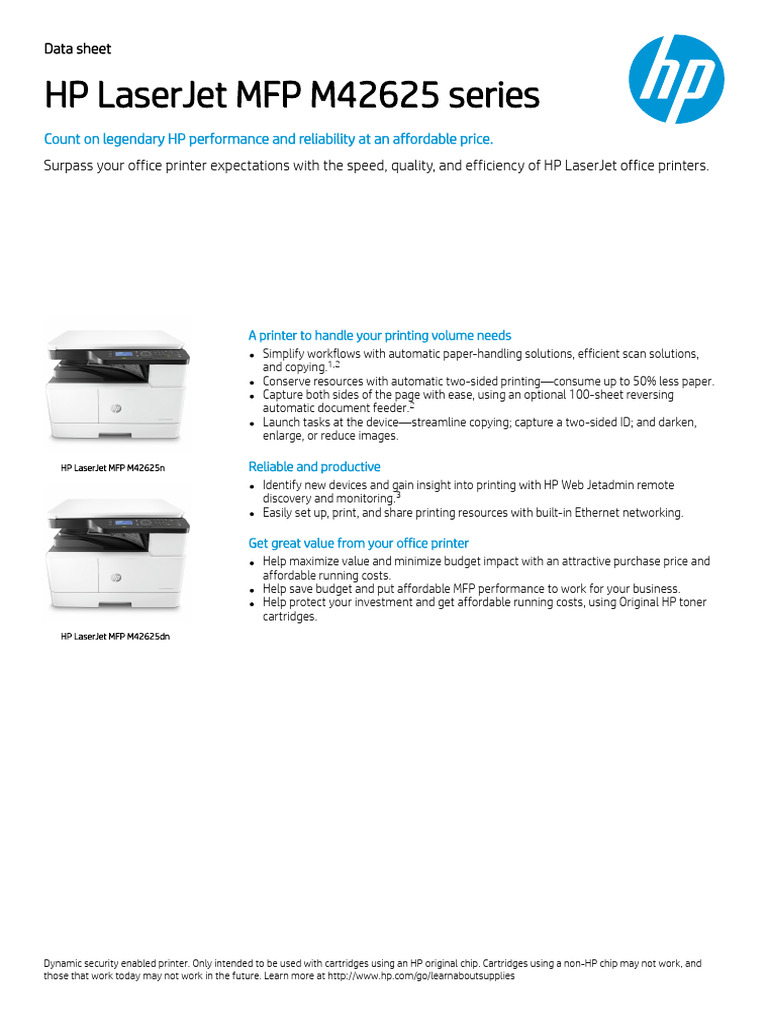 Hp Laserjet m42625dn Mono Photocopier | PDF | Printer (Computing) | Image Scanner