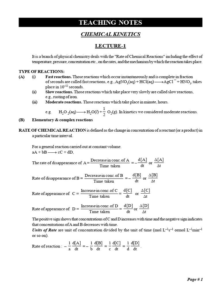 Chemical Kinetics: Reaction Rates Explained | PDF | Reaction Rate ...