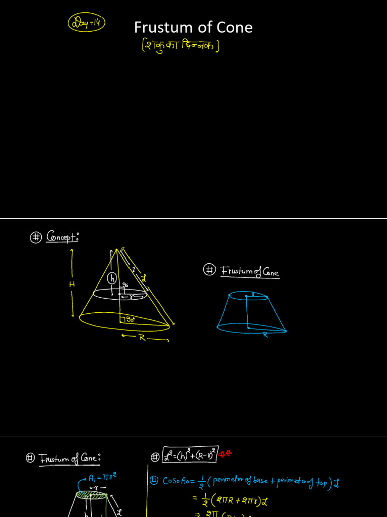 097) Mensuration 3d - Day 14 (Frustum of Cone) | PDF