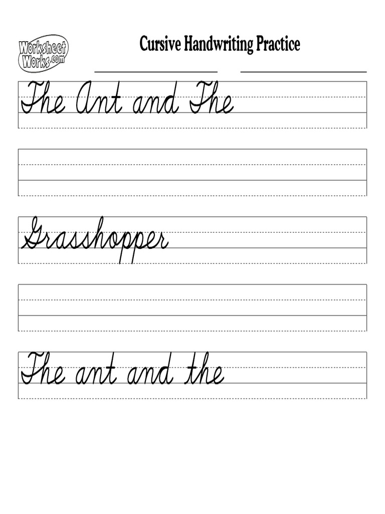 Cursive Handwriting Practice Worksheets | PDF