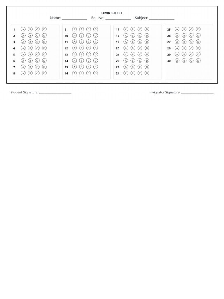 OMR Sheet | PDF