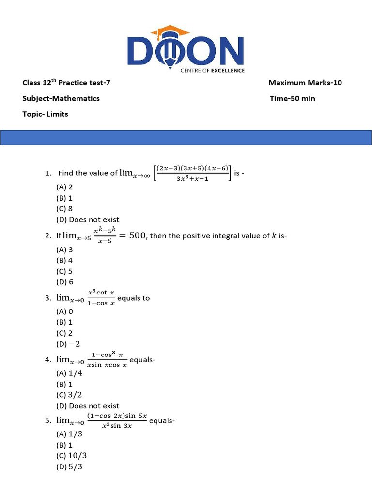 Class 12th Practice Test 7 | PDF