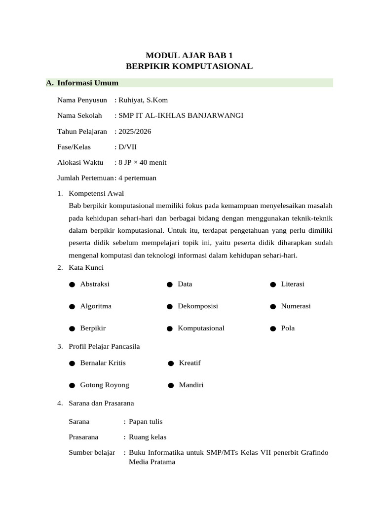 Modul Ajar Bab 1 | PDF