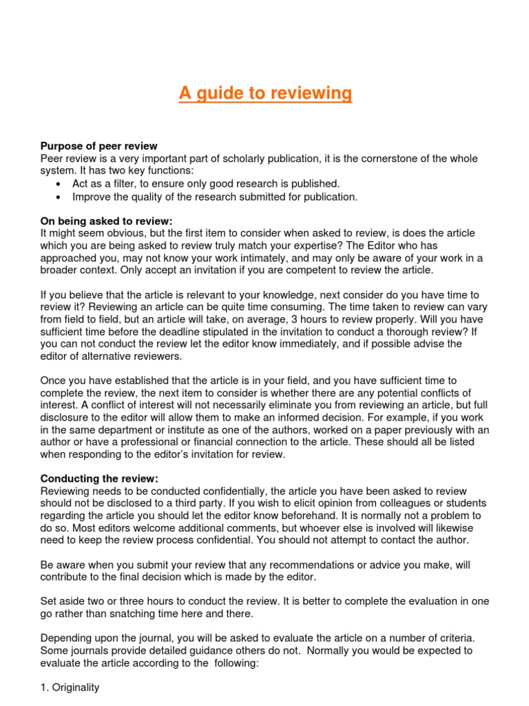 Peer Review Guide 1 | PDF | Scientific Method | Statistics