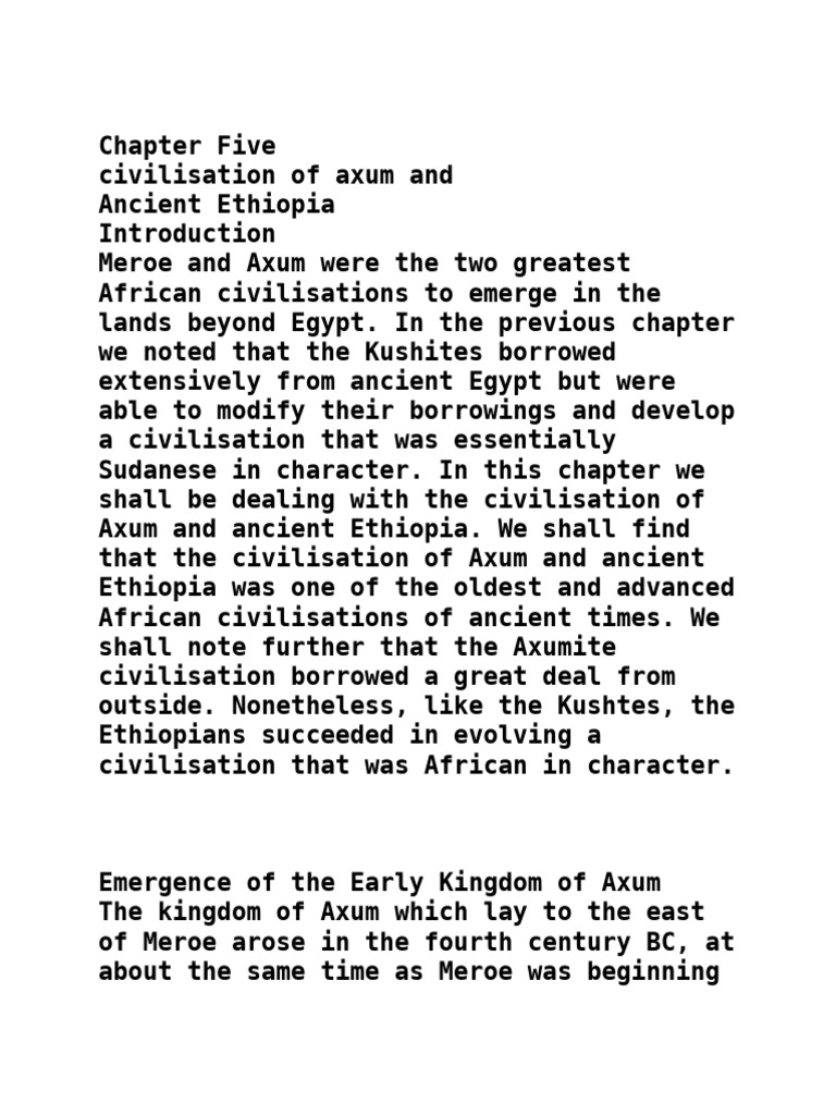 Axum and Ancient Ethiopia's Civilization | PDF | Ethiopia
