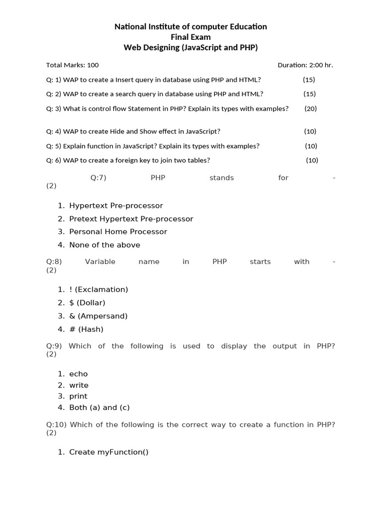 Php and Java | PDF | Php | Java Script