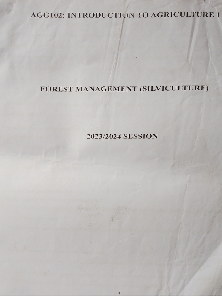 AGG Introduction To Agriculture (Silviculture) | PDF
